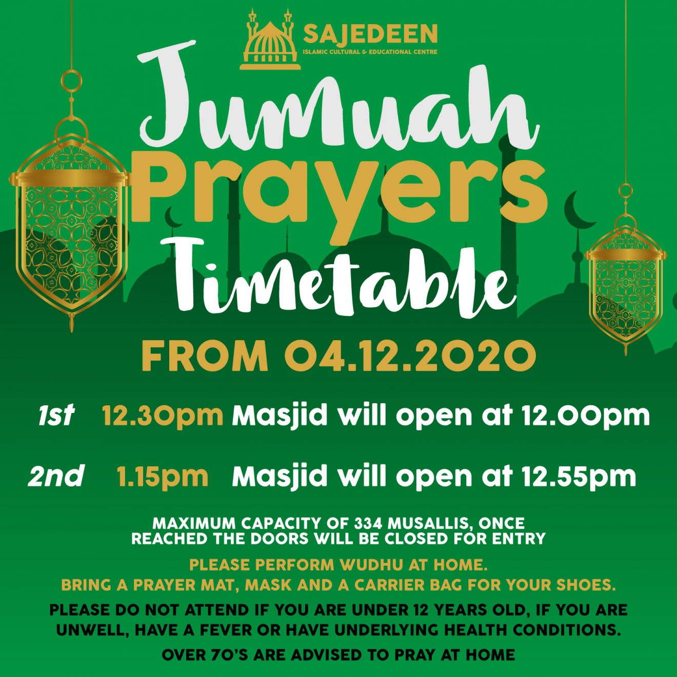 Jumuah Prayer Times – Masjid E Sajedeen